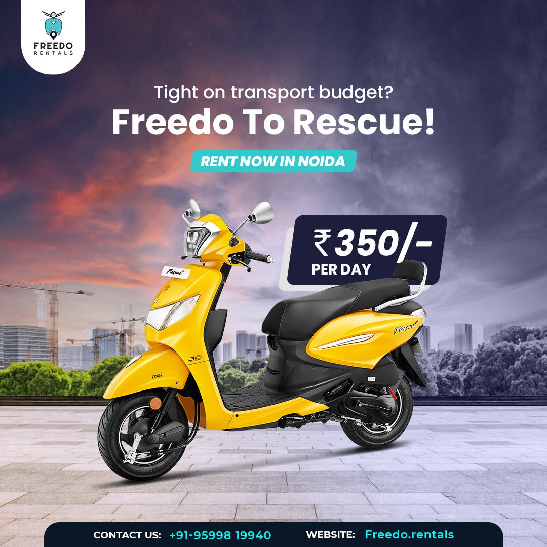Rent Scooty In Noida - Freedo Rentals: Bike on Rent in Noida , Delhi ...