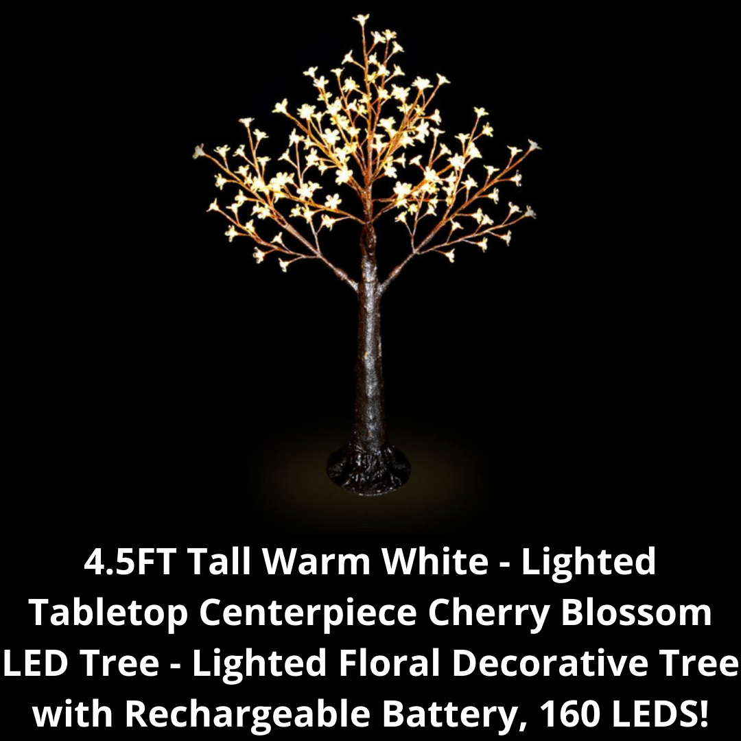 4.5FT Tall Warm White — Lighted Floral Decorative Tree with ...