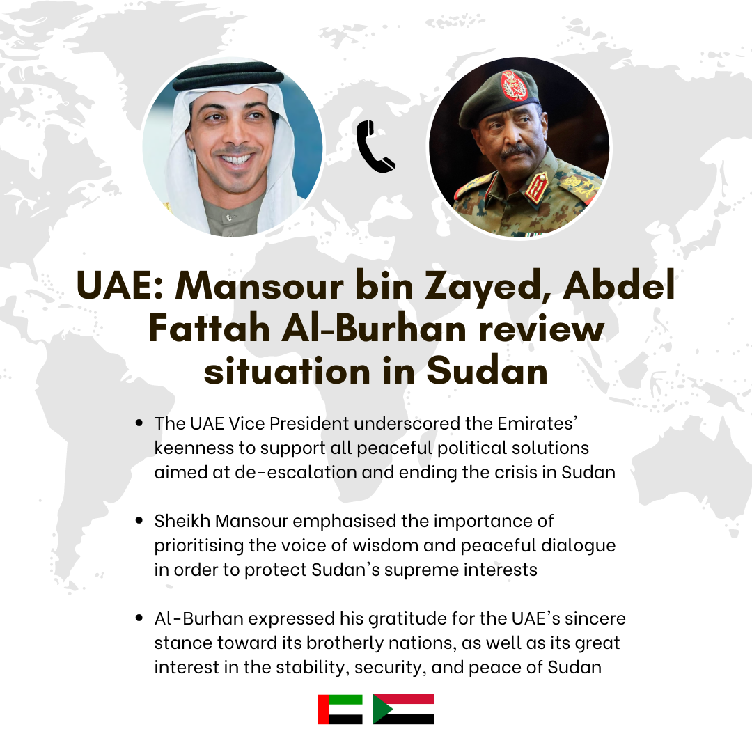 UAE Vice President Sheikh Mansour and Sudan’s Al Burhan Review ...