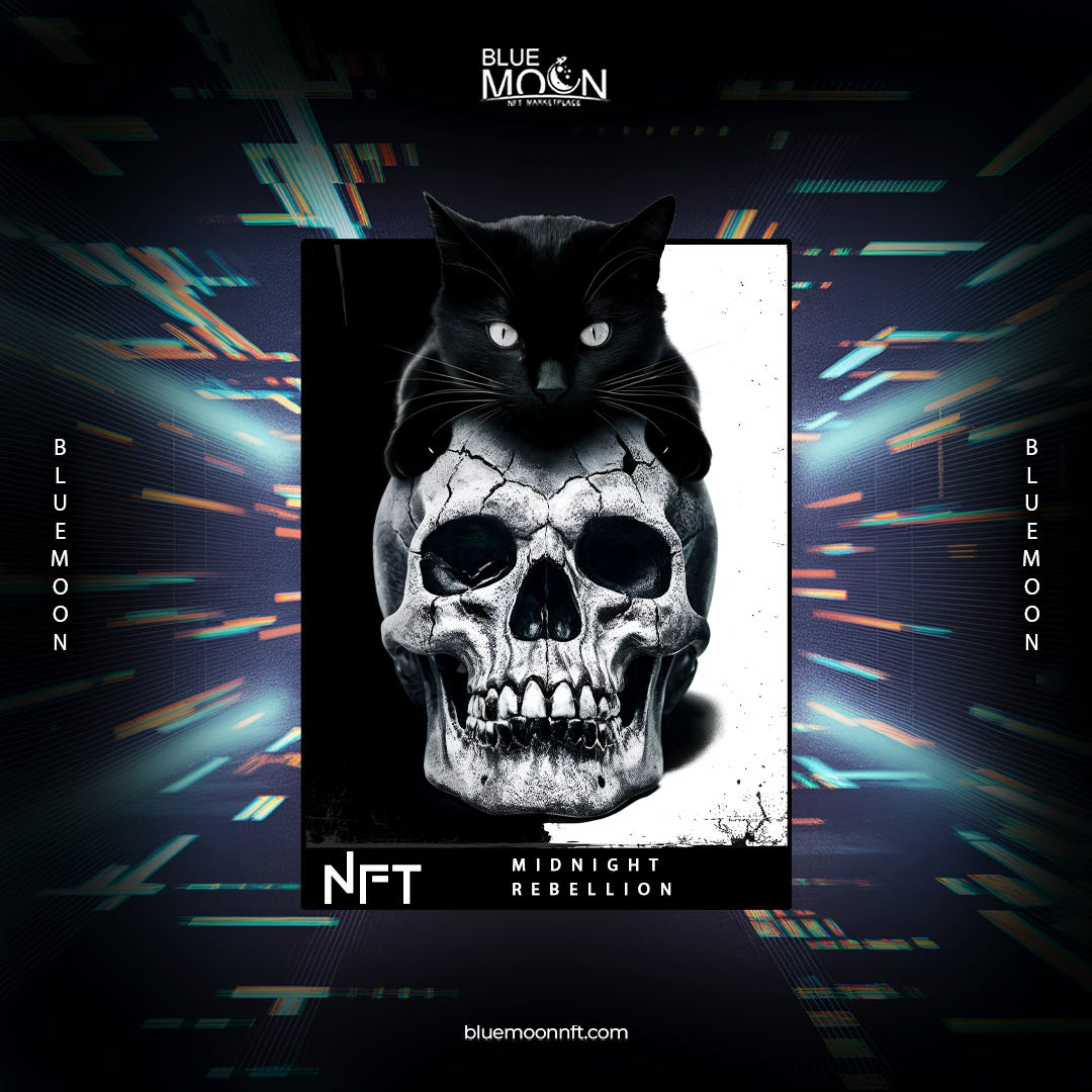 Midnight Rebellion: Art with an Edge - Bluemoon NFT - Medium