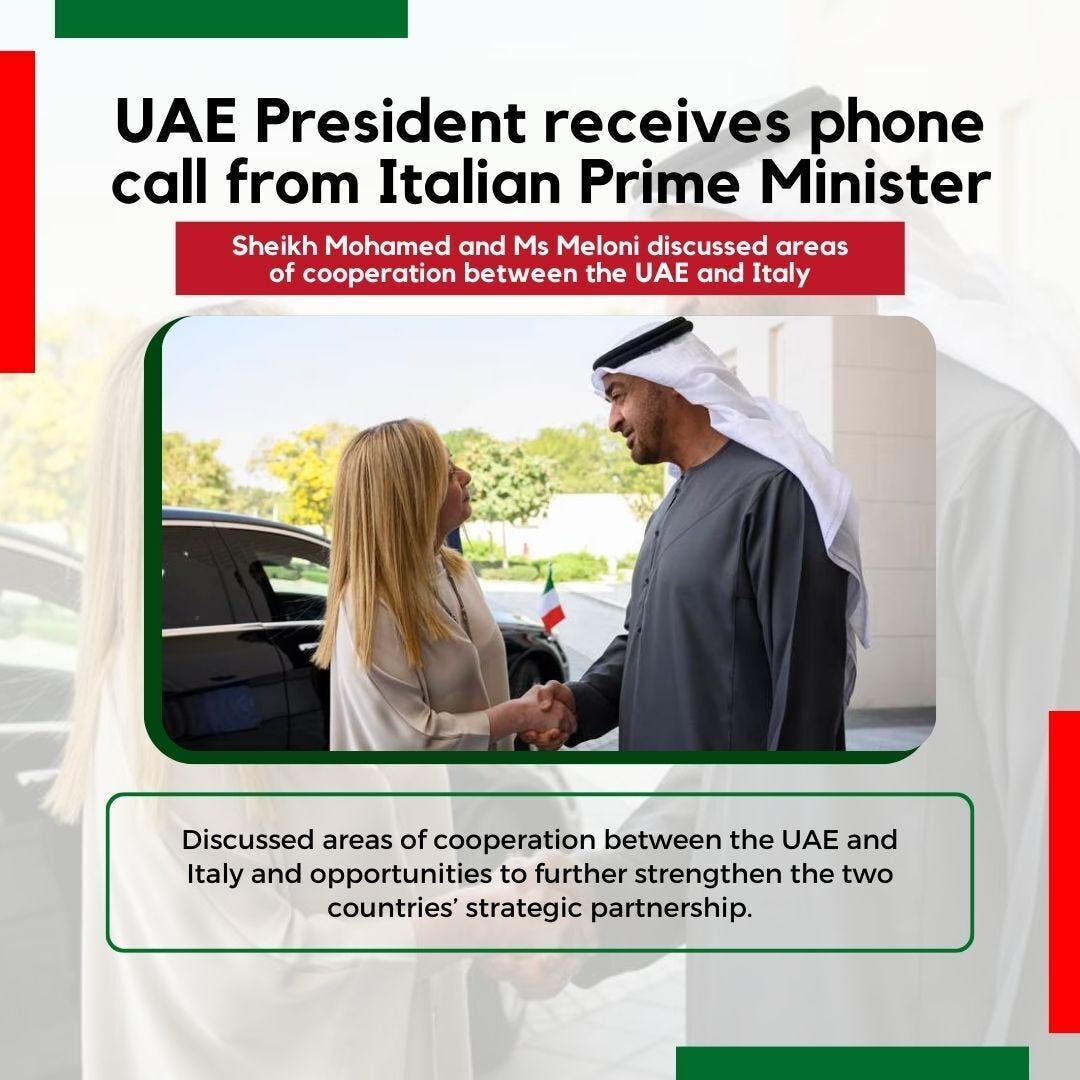 Strengthening Bonds: UAE President Receives Phone Call from Italian ...