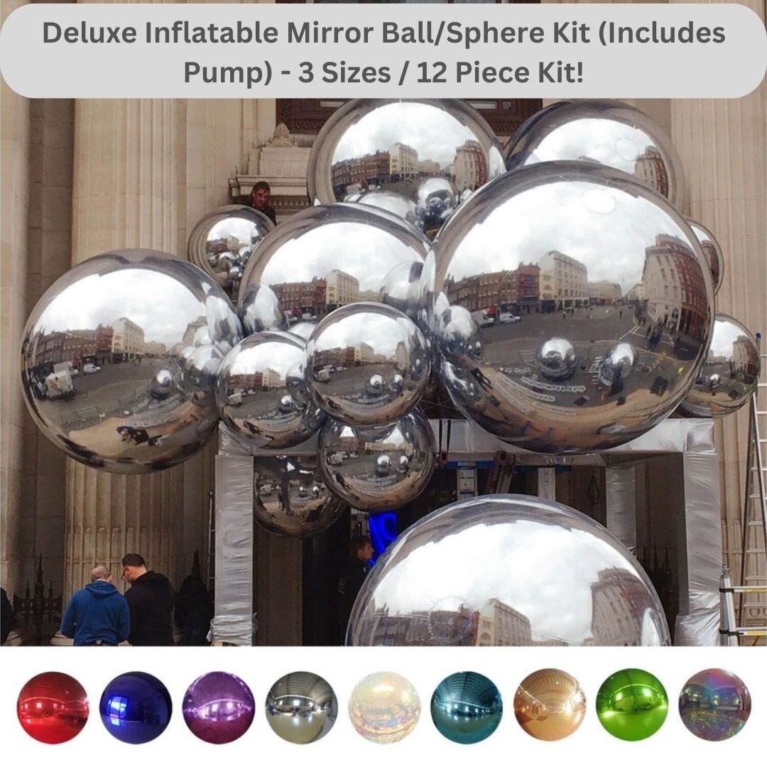 Deluxe Inflatable Mirror Ball/Sphere Kit (Includes Pump) — 3 Sizes / 12 ...