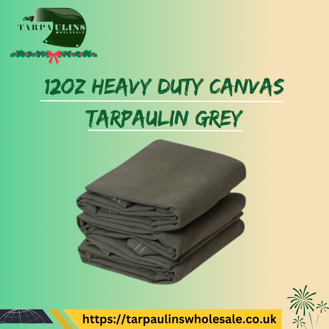 12OZ Heavy Duty Canvas Tarpaulin Grey. - tarplin wholesale - Medium