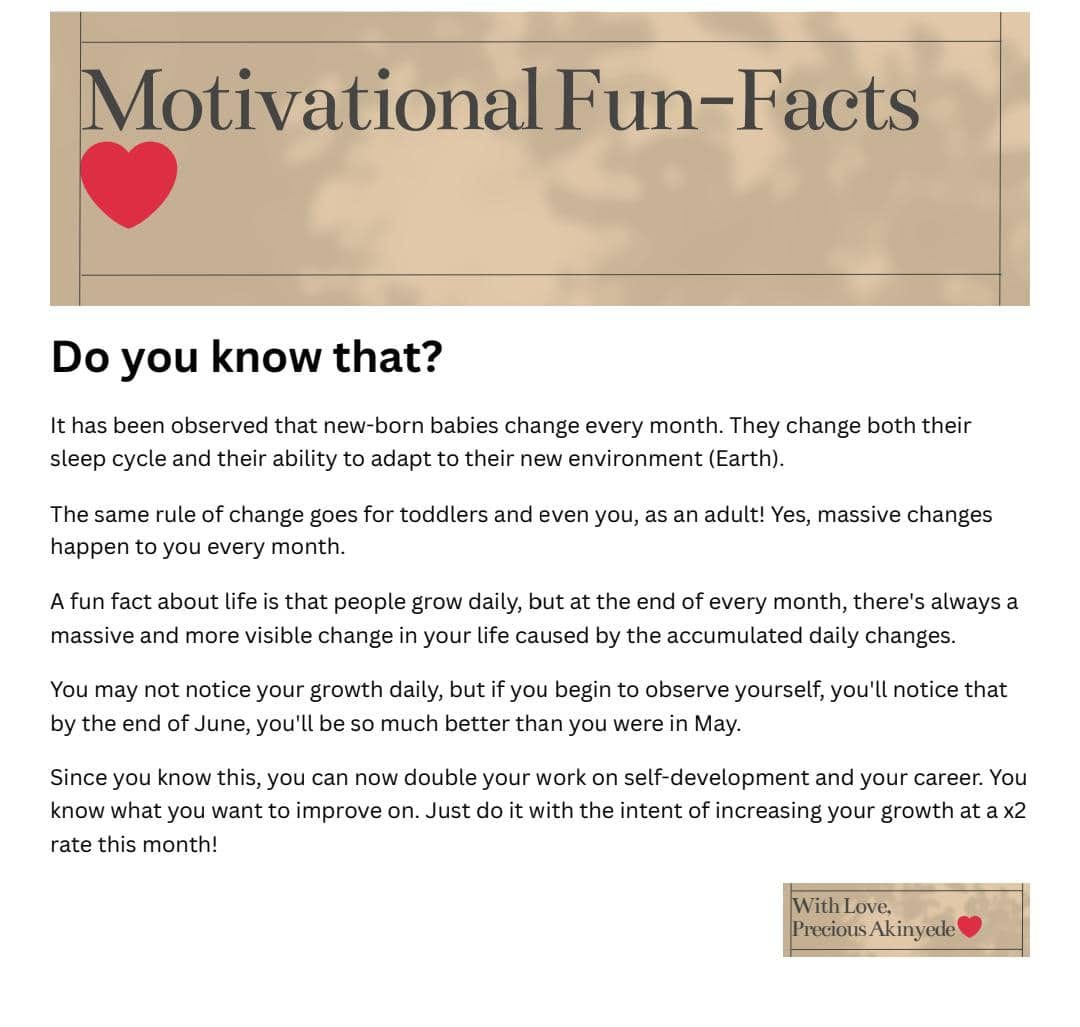 Keep Growing! ️. Motivational Fun Fact | by Akinyedeprecious | Jun ...