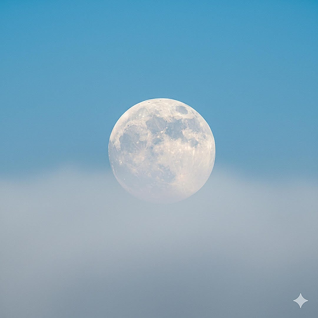 A Full Moon Behind a Morning Mist Turned Into a Foggy Abyss (Previously ...