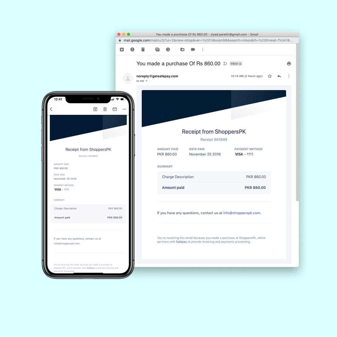 Improvements to email receipts. Many Safepay users send email receipts ...