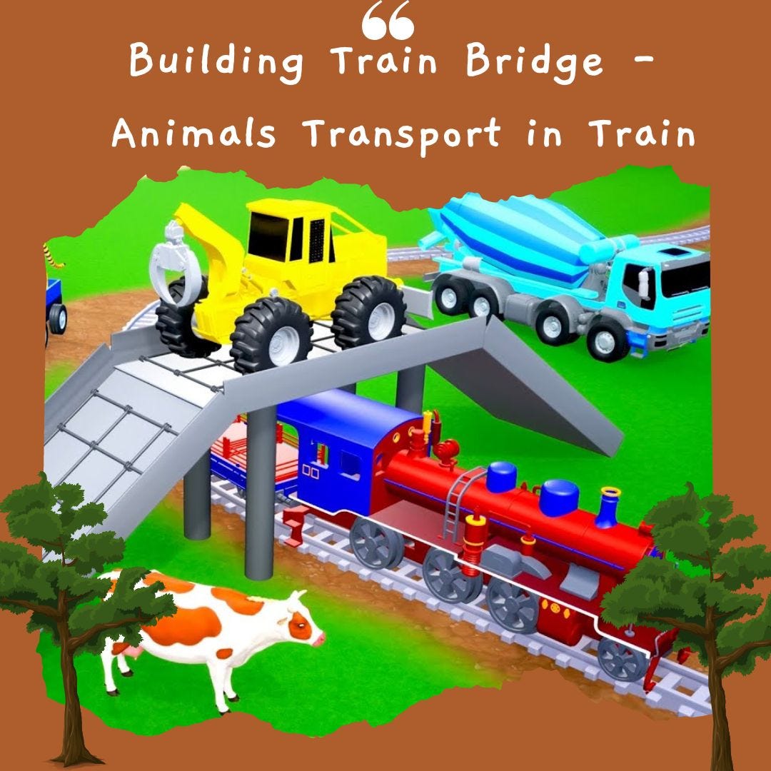 Building Train Bridge — Animals Transport in Train | Funny Animals ...