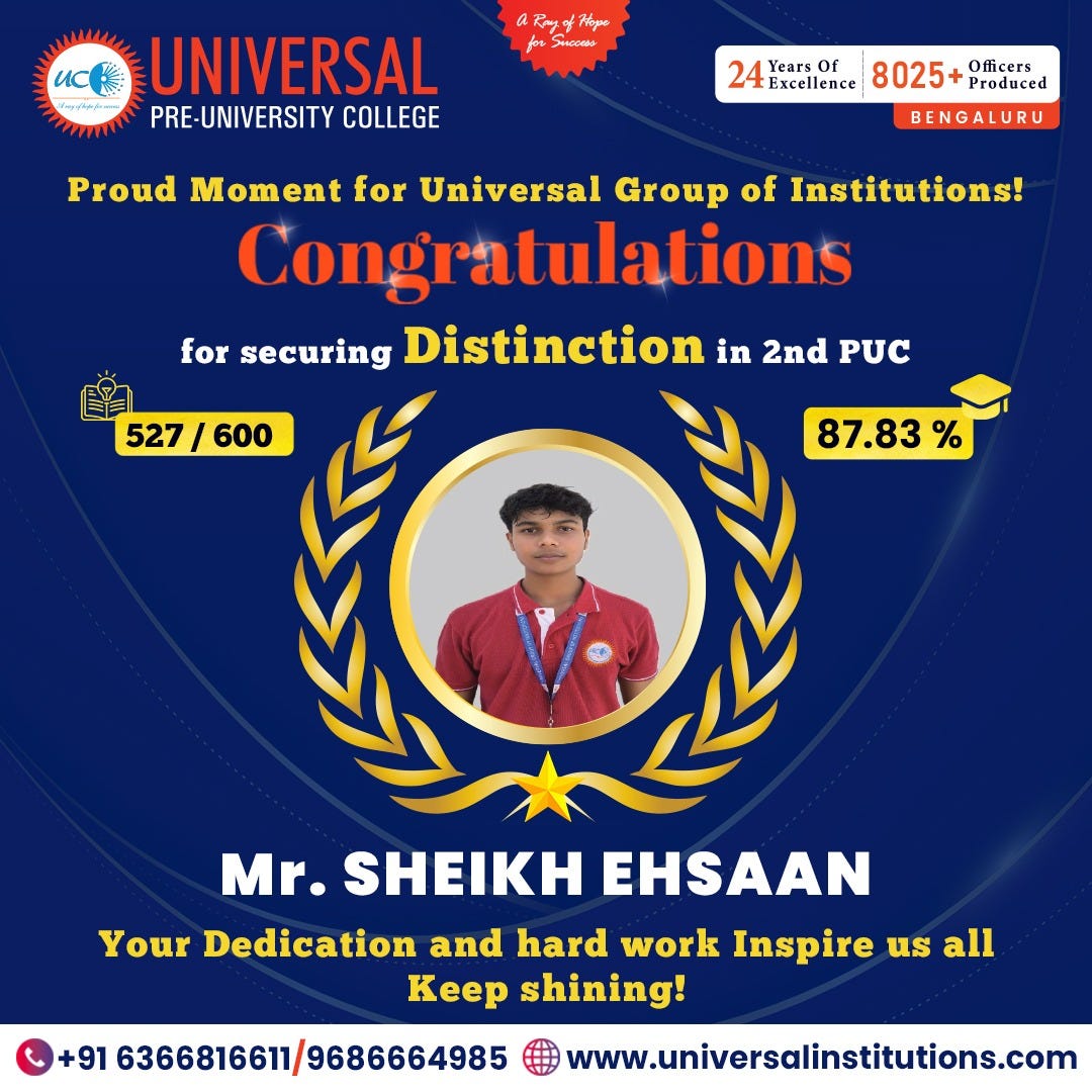 🏆 From Distinction to CLAT AIR 100: Sheikh Ehsaan’s Remarkable Journey at Universal Group of ...