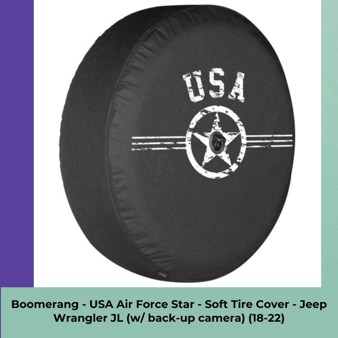 Boomerang — USA Air Force Star — Soft Tire Cover — Jeep Wrangler JL (w ...