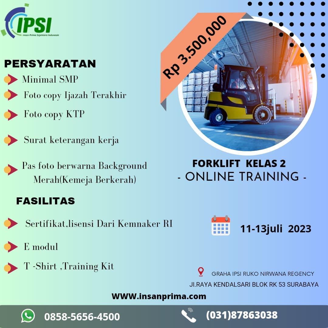 OPERATOR FORKLIFT KELAS 2 TERLARIS, WA (https://wa.me/6285656564500 ...