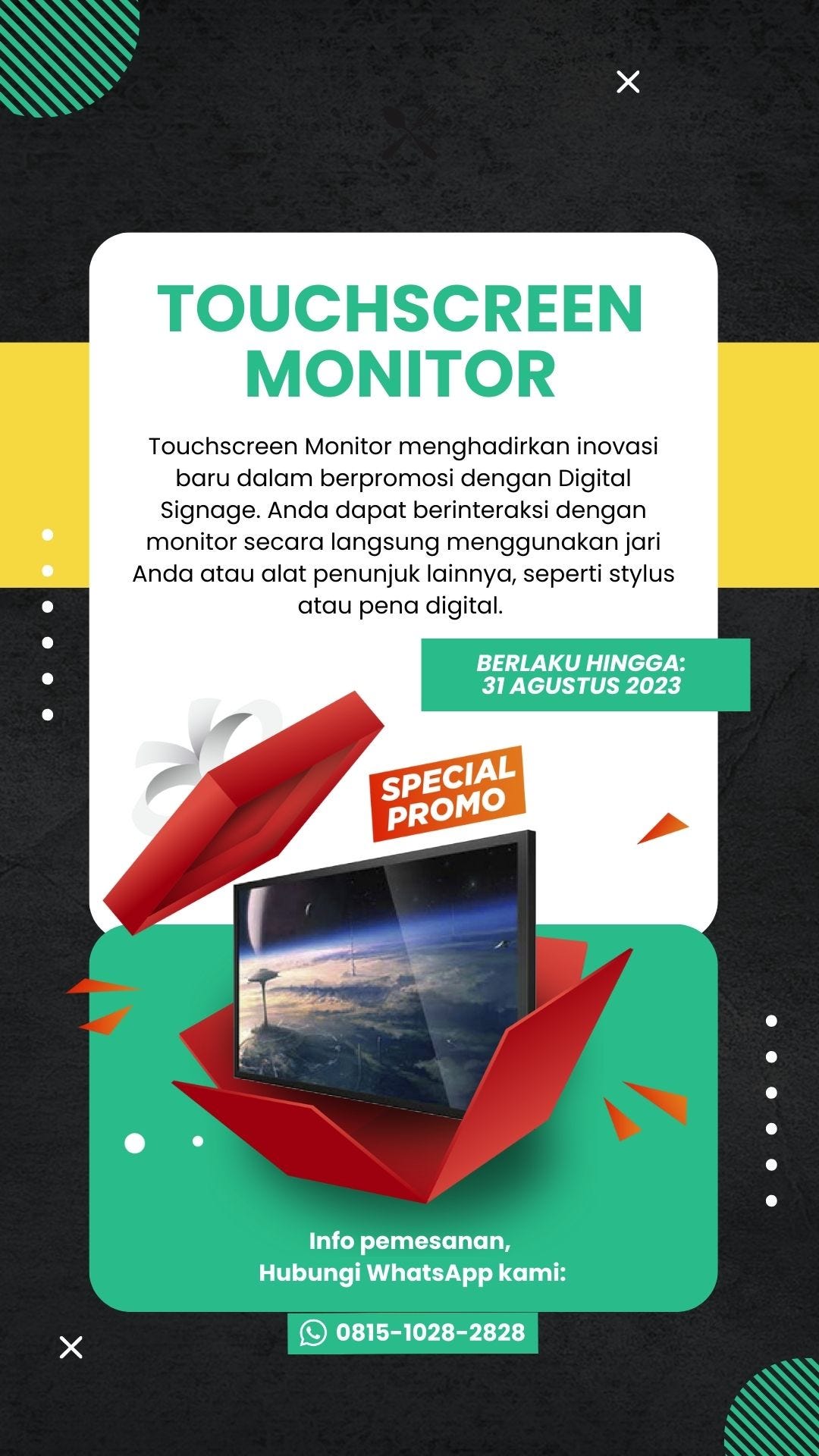 PROMO, Monitor Touchscreen Untuk Presentasi, WA: 0815–1028–2828 ...
