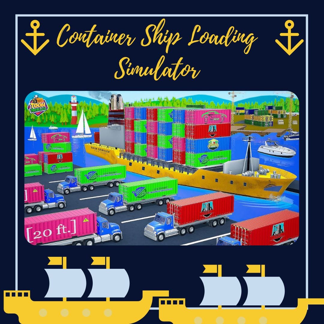 Container Ship Loading Simulator for Kids — Transporting Containers on Big Trucks 3D Cartoons ...