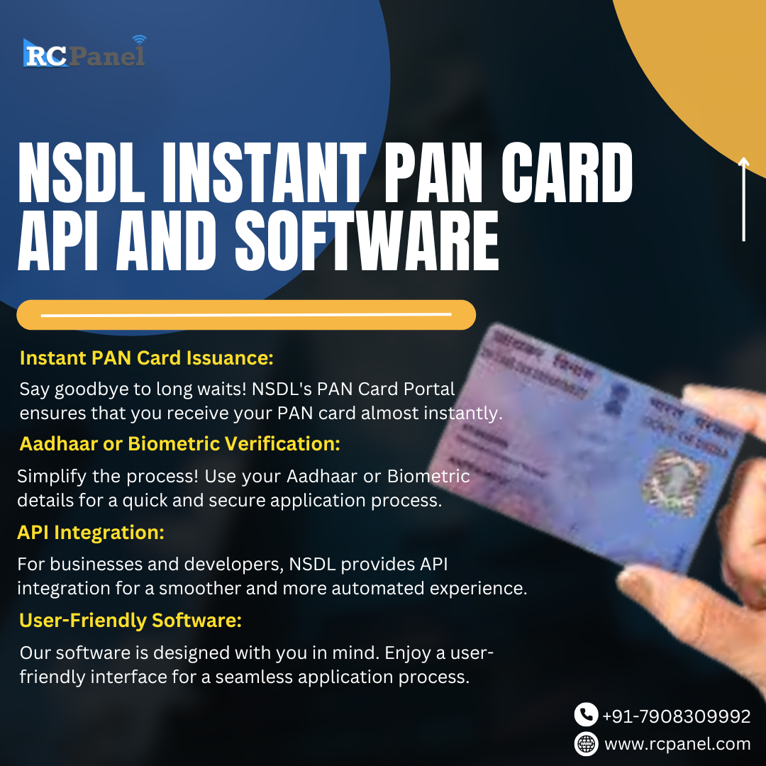 NSDL INSTANT PAN CARD API AND SOFTWARE - RC Panel - Medium