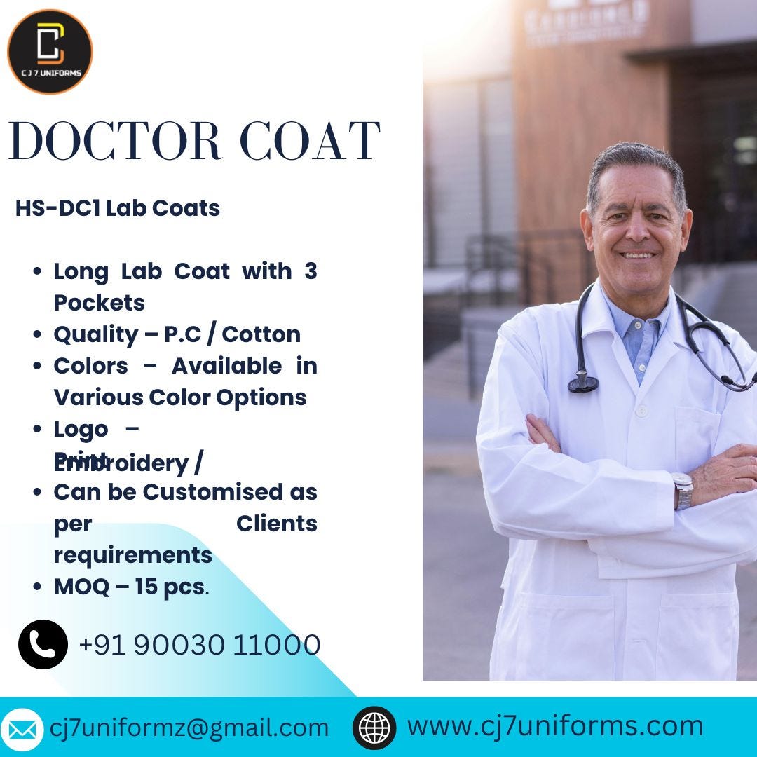 Premium Doctor Coats at CJ7 Uniform — Superior Quality for Healthcare ...
