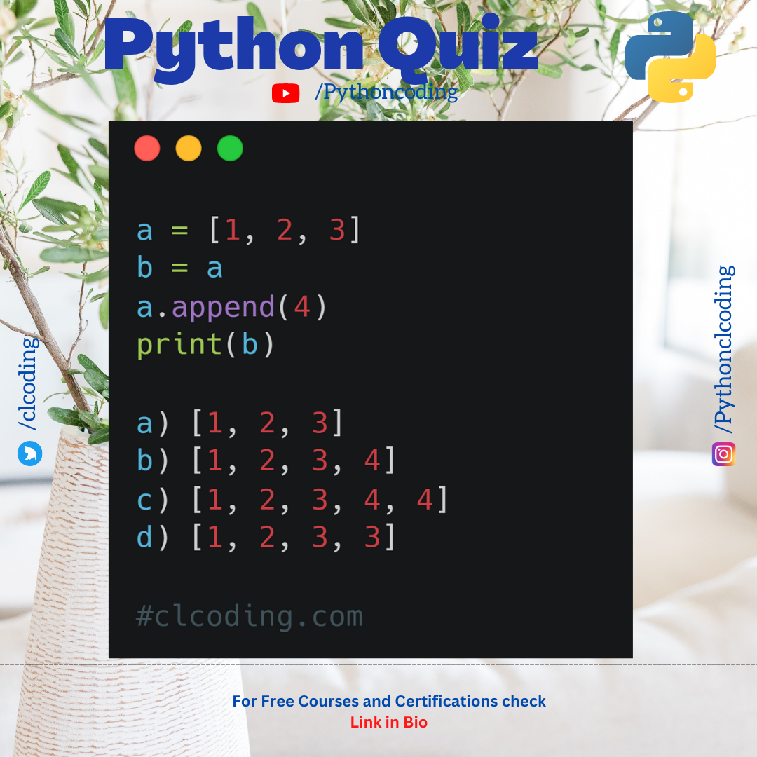 What is the output of following Python code ? - Python Coding - Medium