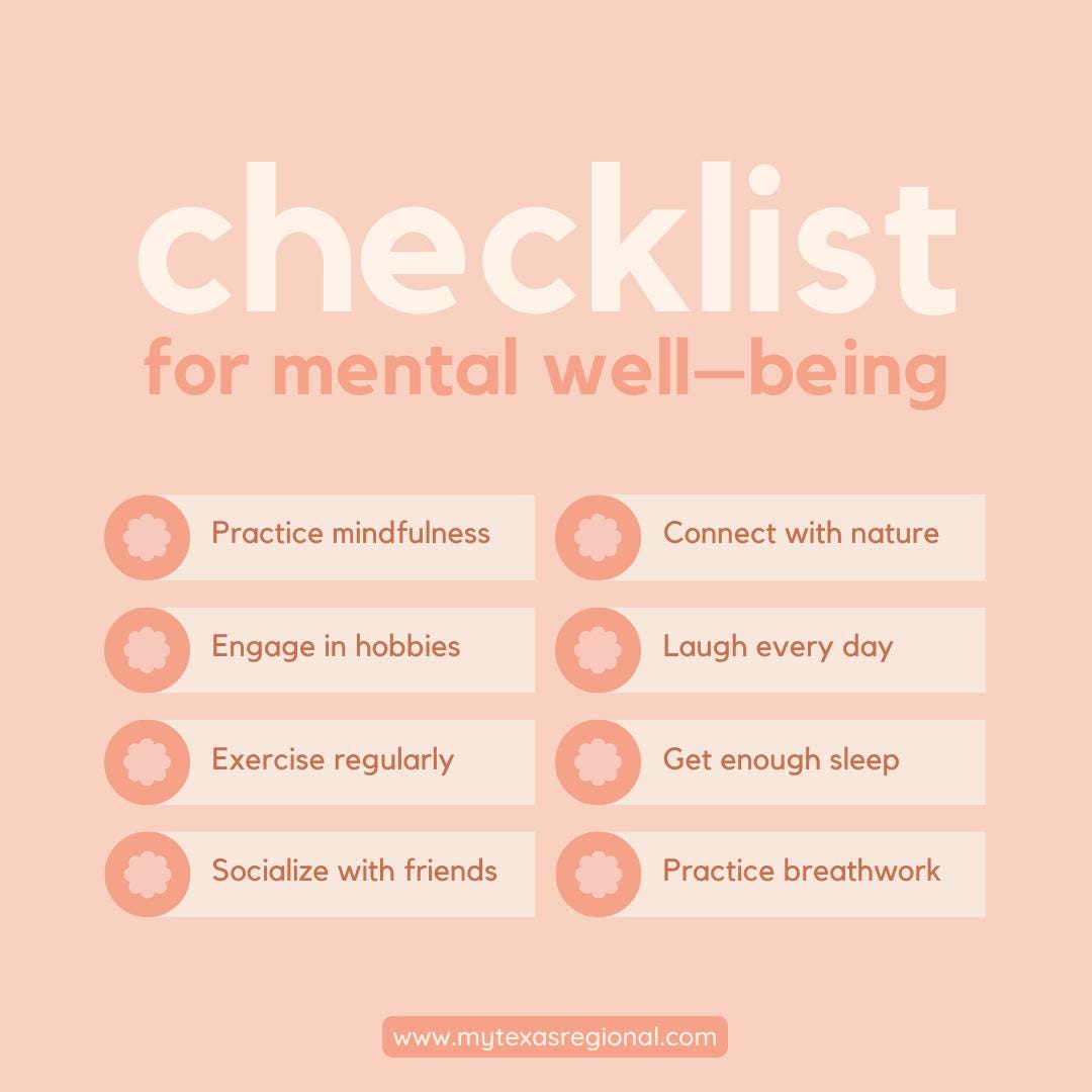 Checklist For Mental Well-being - Texasregional - Medium