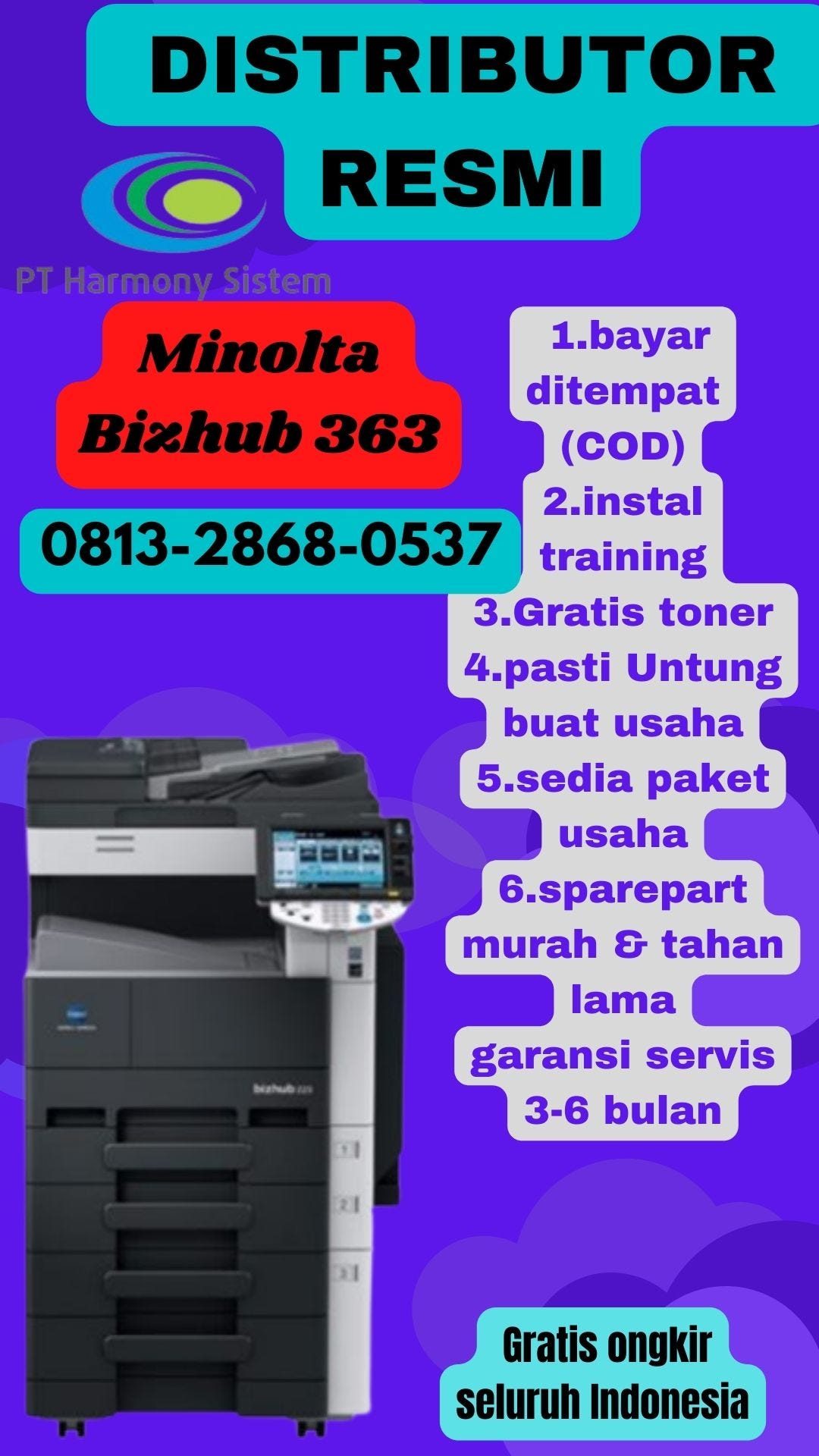 Distributor Resmi mesin fotocopy Konica Minolta 363 Ampenan kebun sari Mataram ...