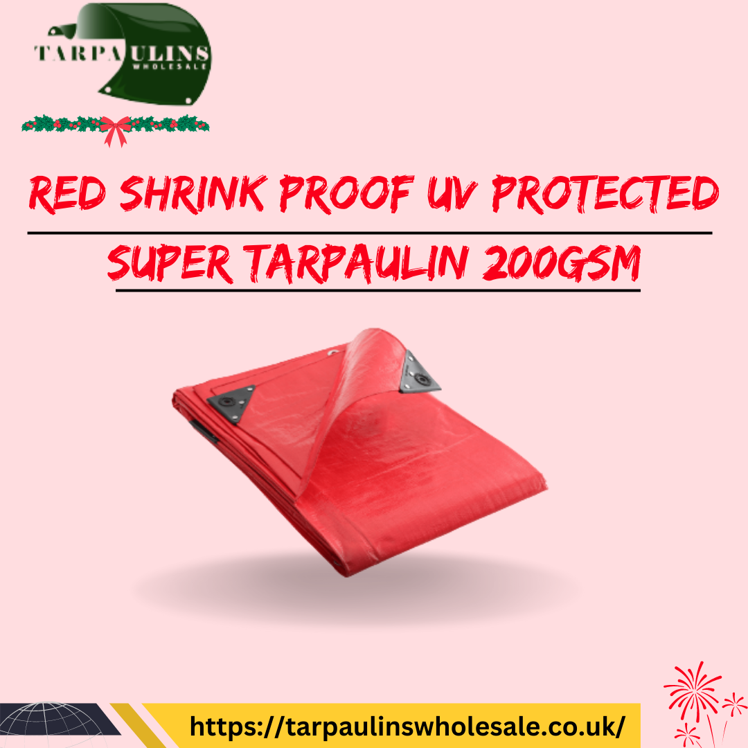 Red Shrink proof UV Protected Super Tarpaulin 200gsm. - tarplin ...