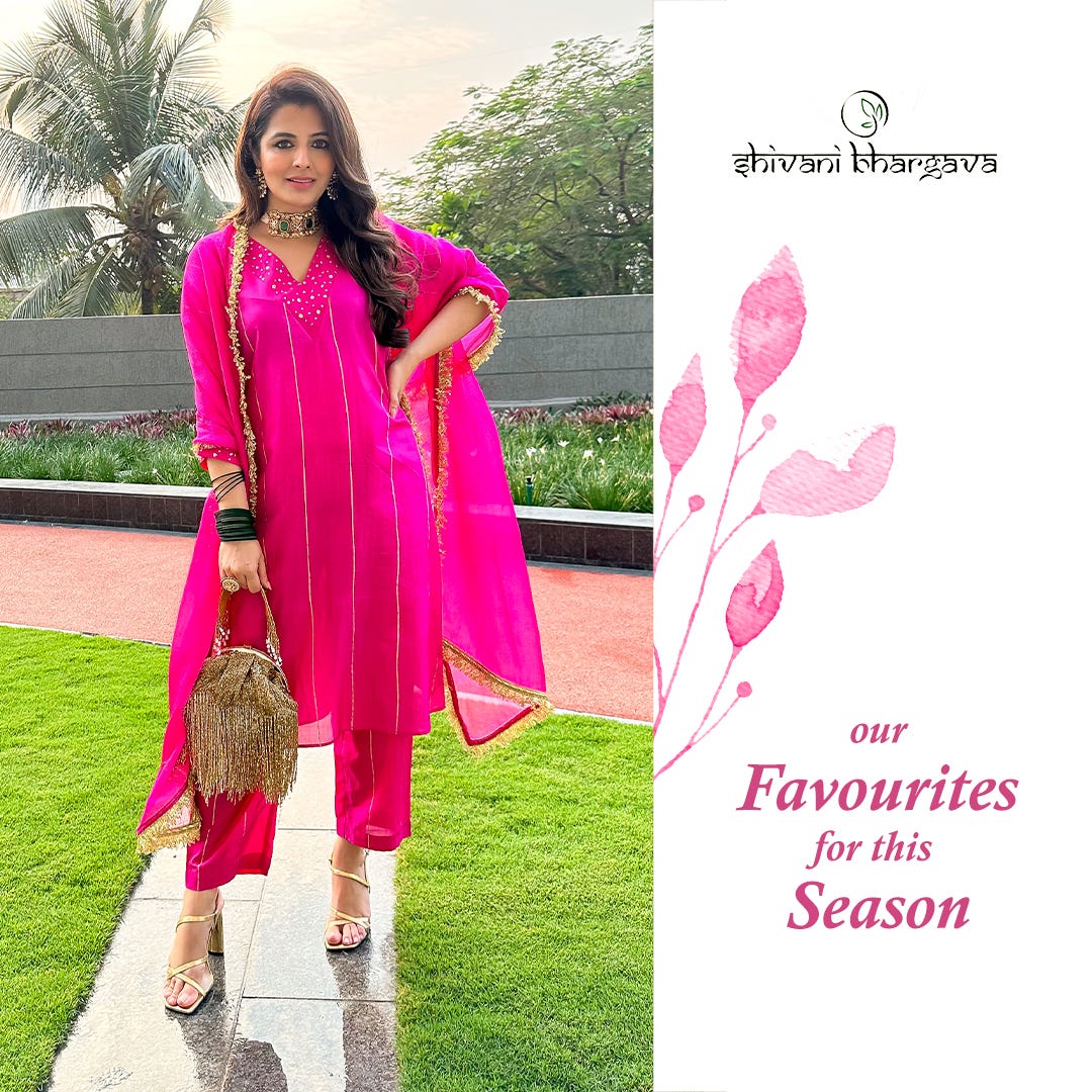 DIL-KASH PINK SILK TARA CAPE FULL SET - Shivani Sahni Bhargava - Medium