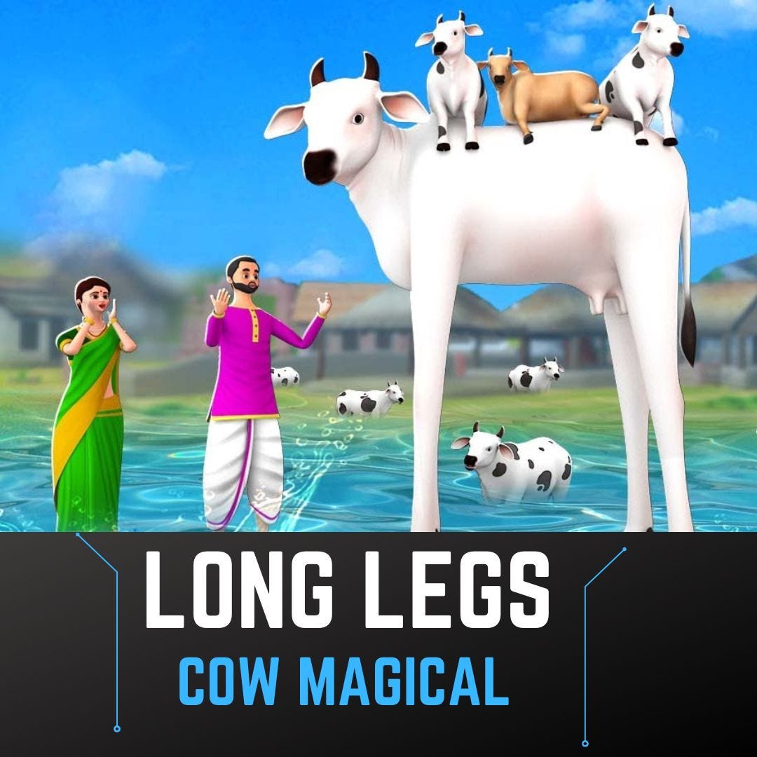 Long Legs Cow Magical Story 3D Animated Tamil Moral Stories Maa Maa TV ...