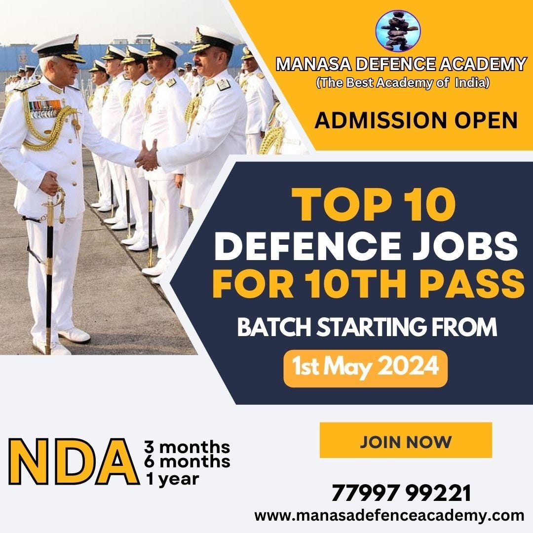 TOP 10 DEFENCE JOBS FOR 10TH PASS - manasadefenceacademy - Medium