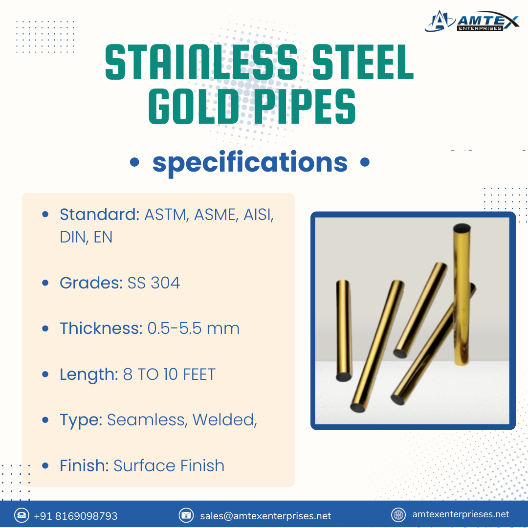 Stainless Steel Gold Pipe Stockist in India | by Amtex | Feb, 2024 | Medium