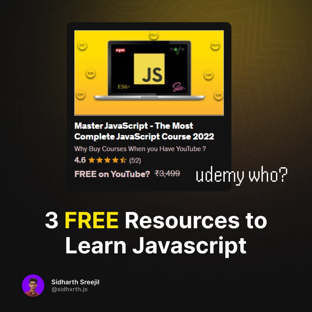 3 FREE Resources to Learn JavaScript | by Sidharth Sreejil | Medium