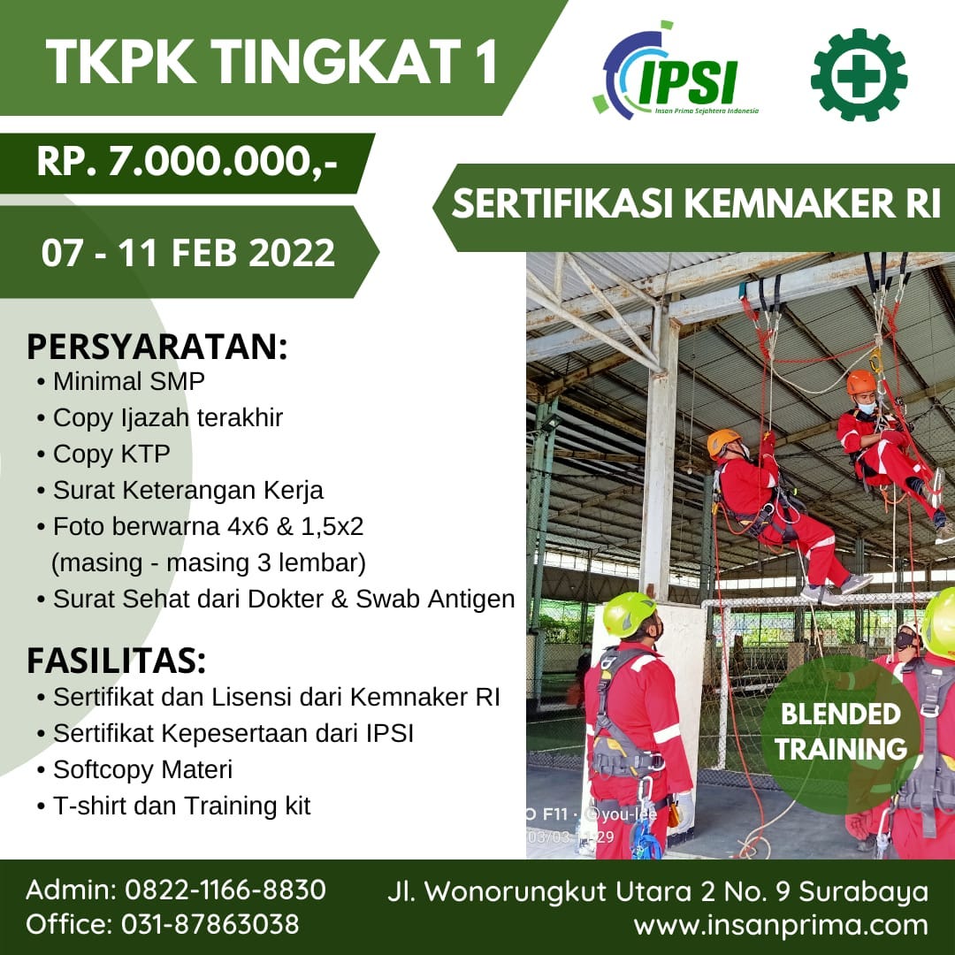 TKPK Tingkat 1 TERISTIMEWA, WA (0822-1166-8830), PUSAT PELATIHAN K3 ...