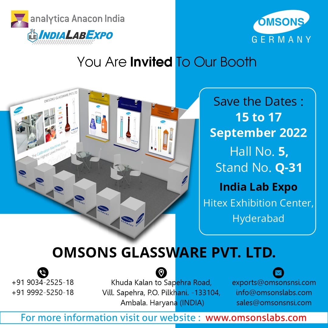 India Lab Expo 2022 - Omsons Glassware - Medium