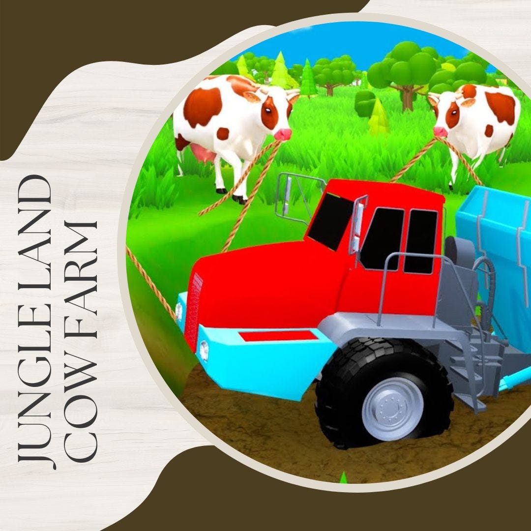 Jungle Land Cow Farm — Farm animals Stuck at Heavy rain | Farm Diorama ...