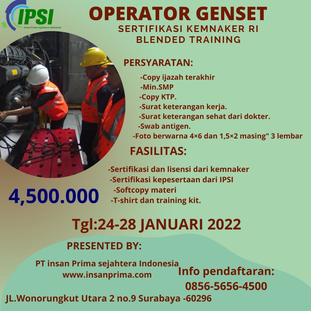 OPERATOR GENSET - Umumpelatihan - Medium