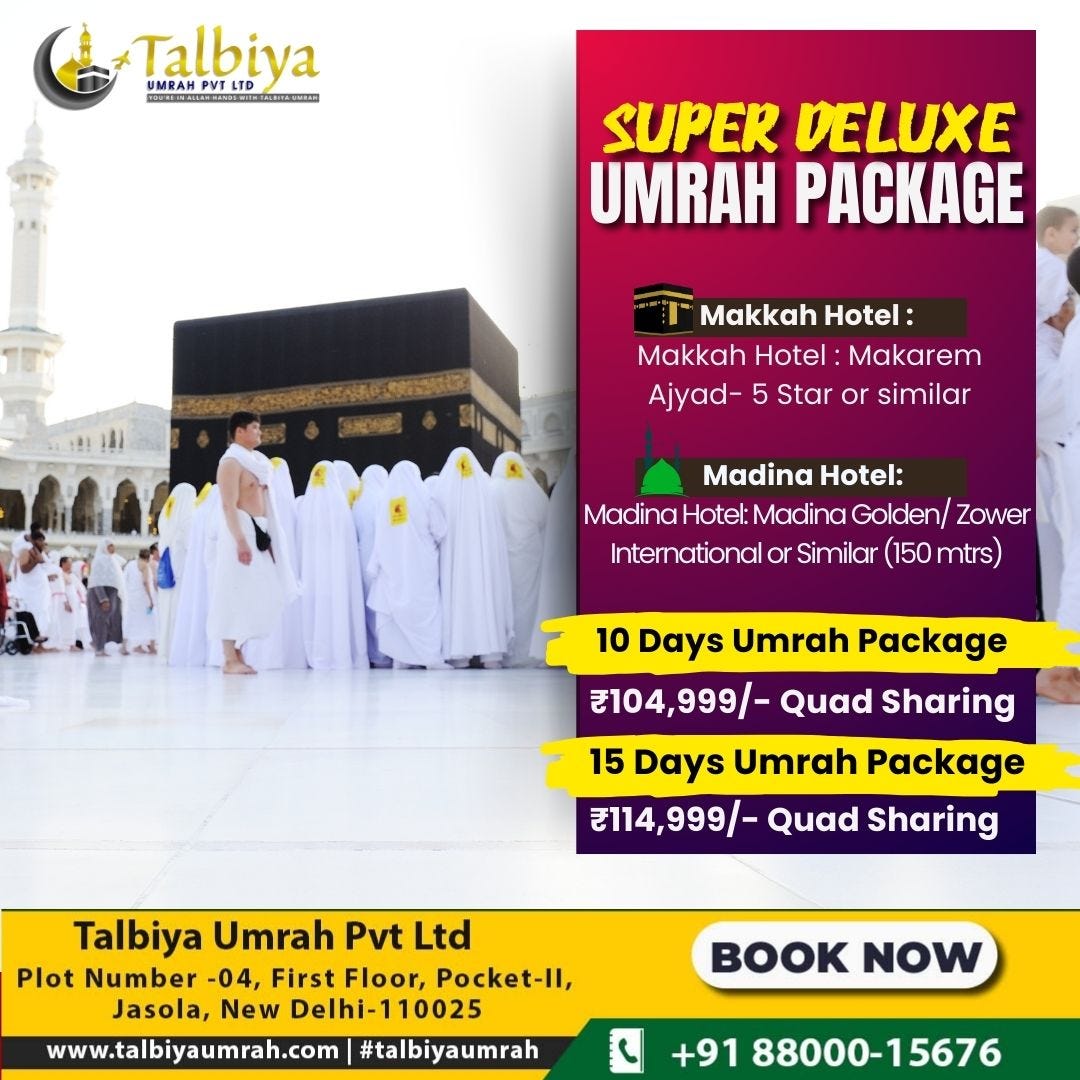 Elevate your Umrah with our Super Deluxe package from Talbiya Umrah Pvt. Get the closest ...