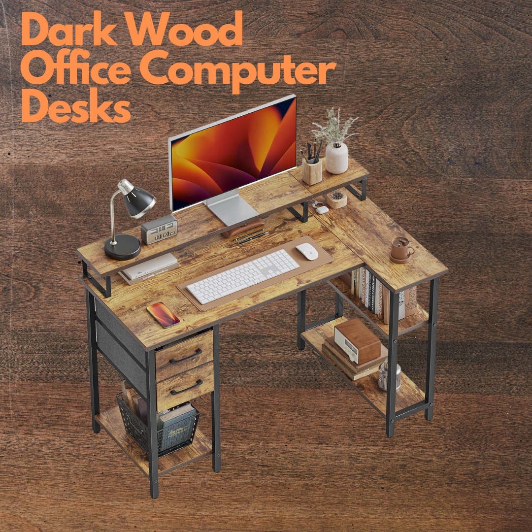 CubiCubi Dark Wood Office Computer Desks | Medium