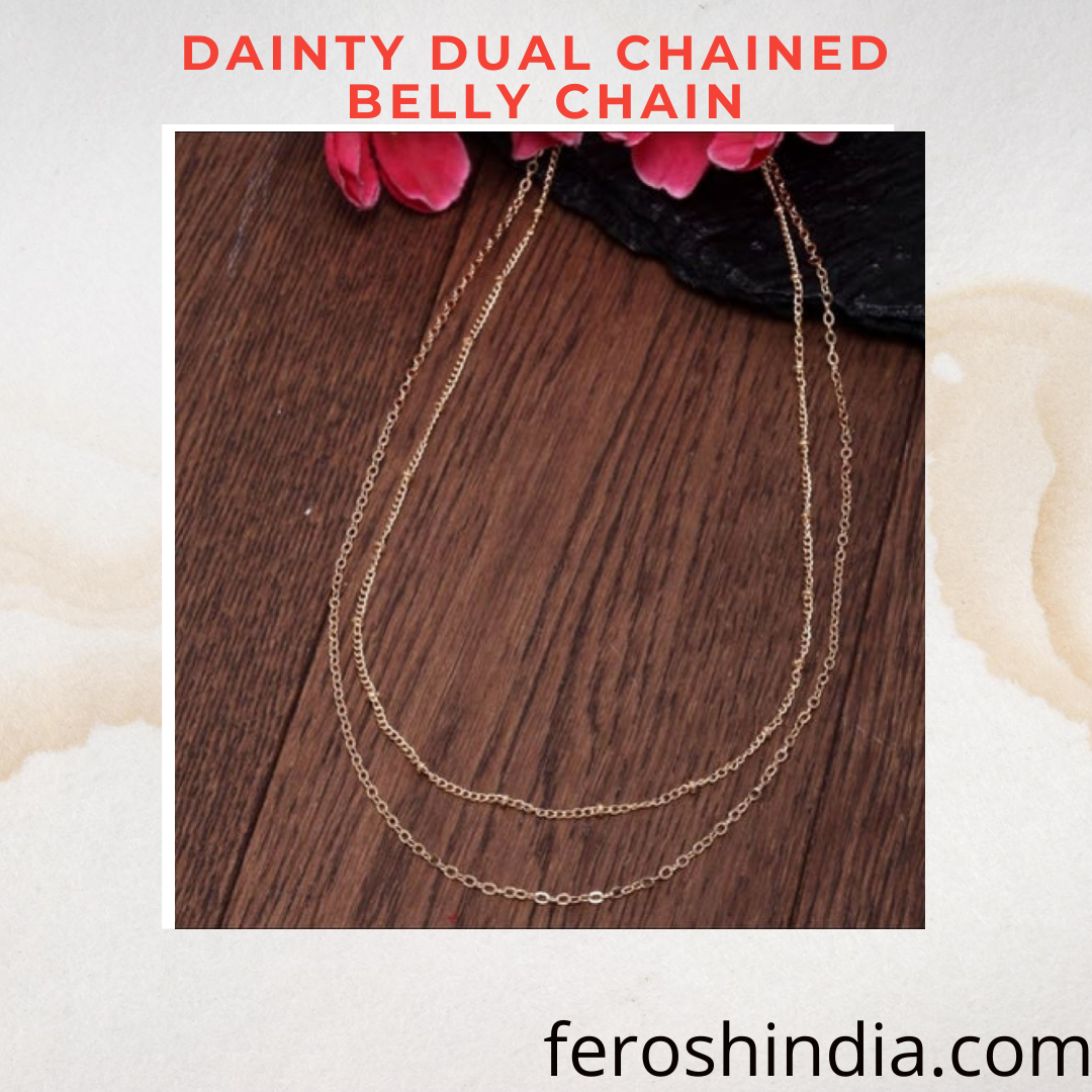 Dainty Dual Chained Belly Chain- feroshindia.com - Ferocraftrahul - Medium