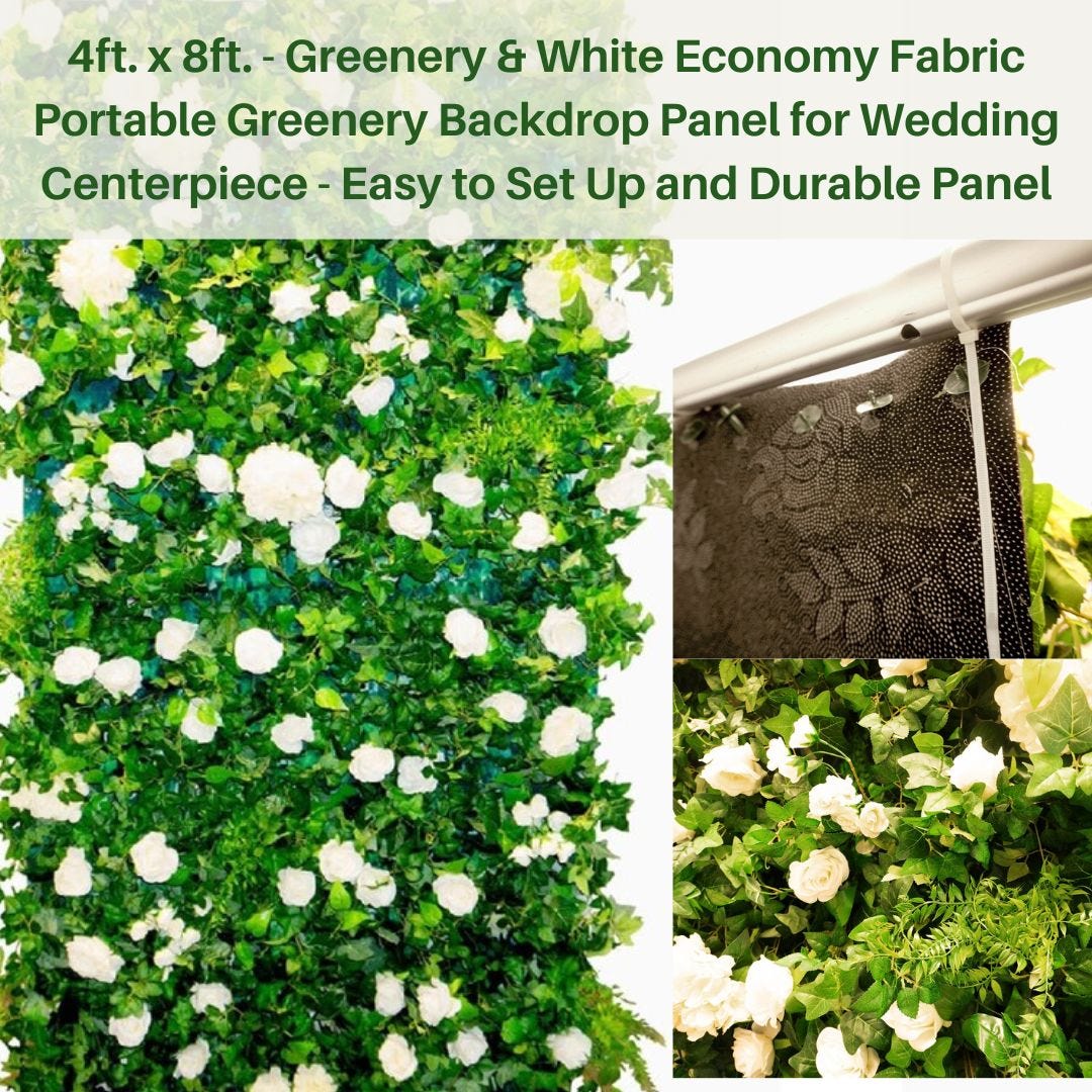 4ft. x 8ft. — Greenery & White Economy Fabric Portable Greenery ...