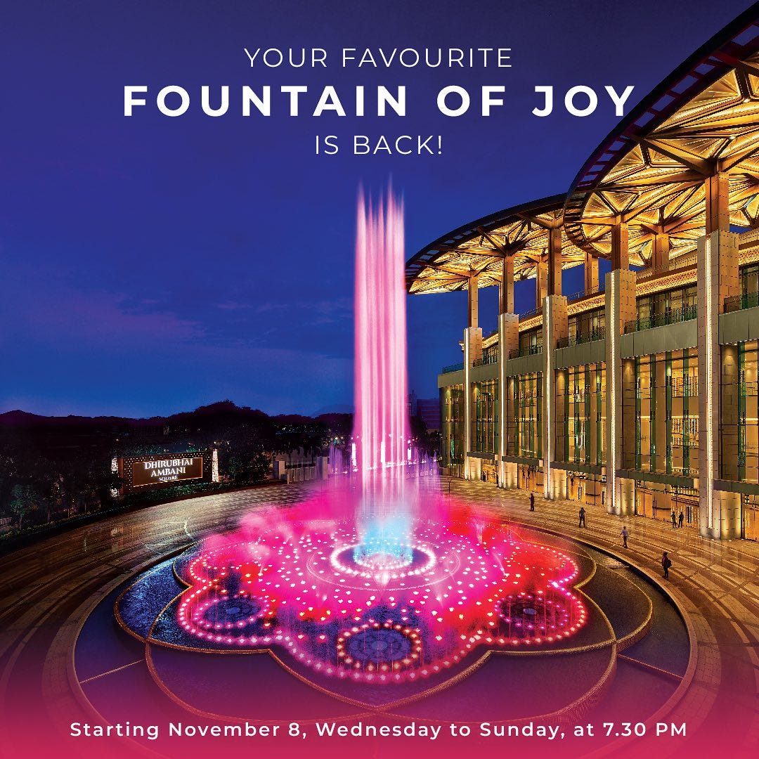 Funtain of Joy — Dhirubhai Ambani Square — Jio World Centre - Emma ...