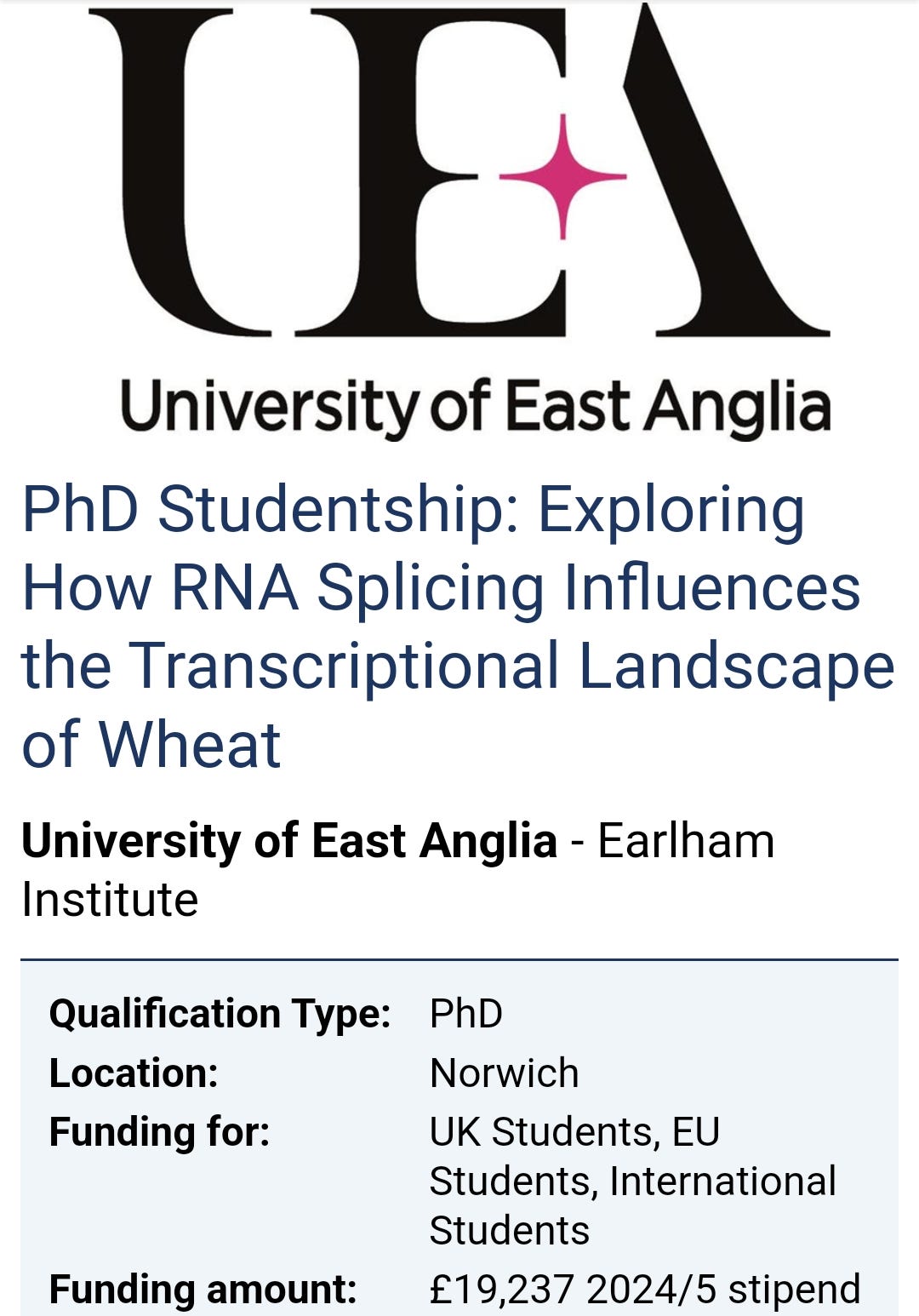 Fully funded PhD Studentship: Exploring How RNA Splicing Influences the ...