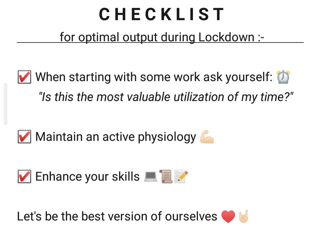 Lock Down Checklist. We are all at a tough but crucial point… | by ...