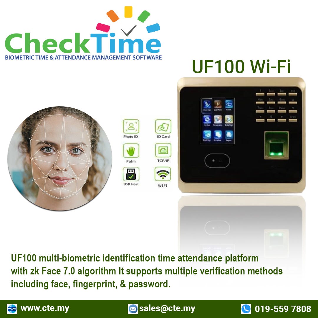 Facial Fingerprint Recognition Time Attendance System Uf 100 Cheong Tang Enterprise Medium