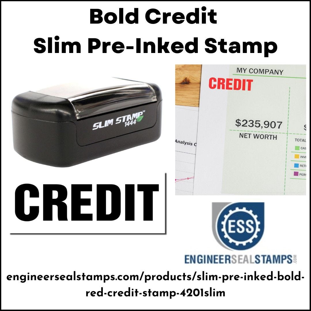Bold Credit Slim Pre-Inked Stamp - Engineer Seal Stamps - Medium