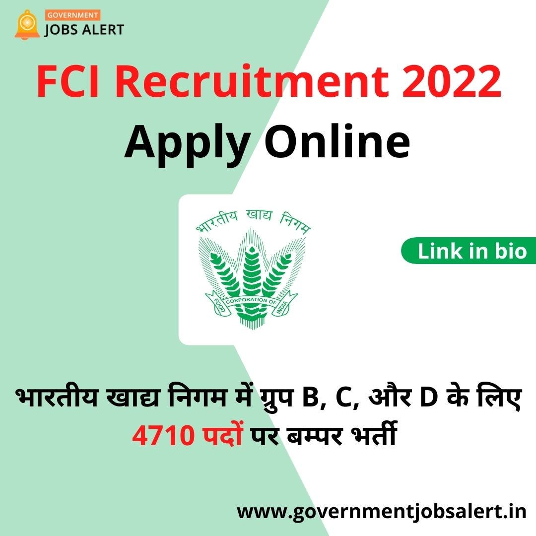FCI Recruitment 2022 | Apply Online for 4710 Posts ...