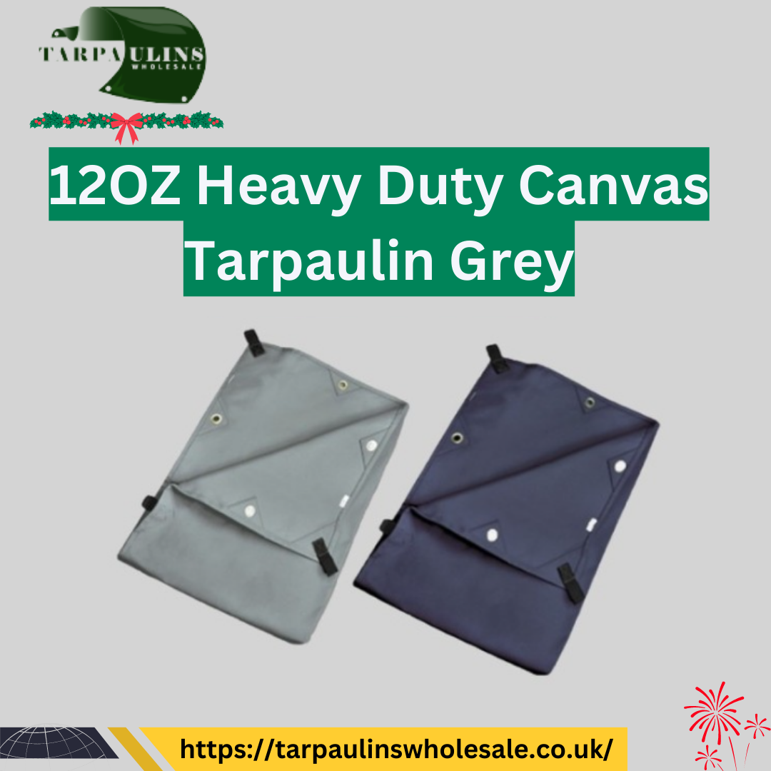 12OZ Heavy Duty Canvas Tarpaulin Grey. - tarplin wholesale - Medium