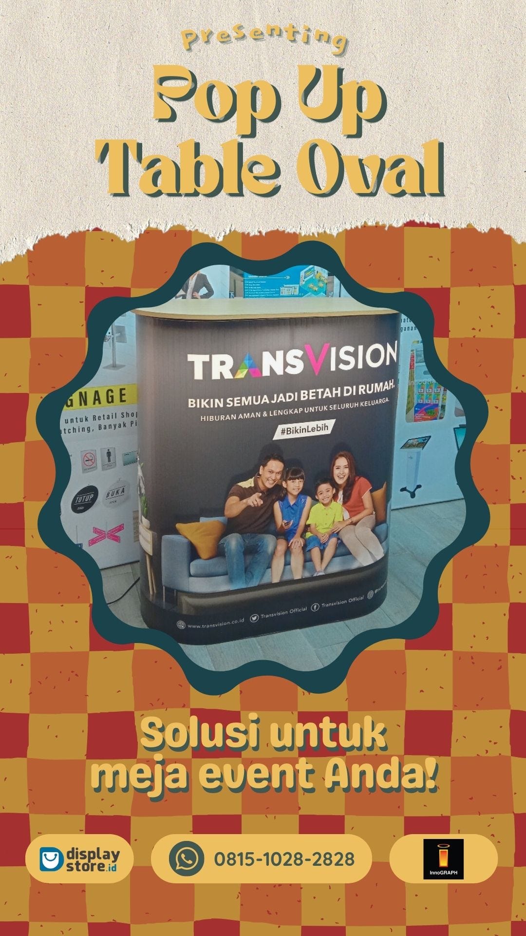 TEPERCAYA! Pop Up Table Original Jakarta, WA: 0815–1028–2828, Event Desk Display - Distributor ...