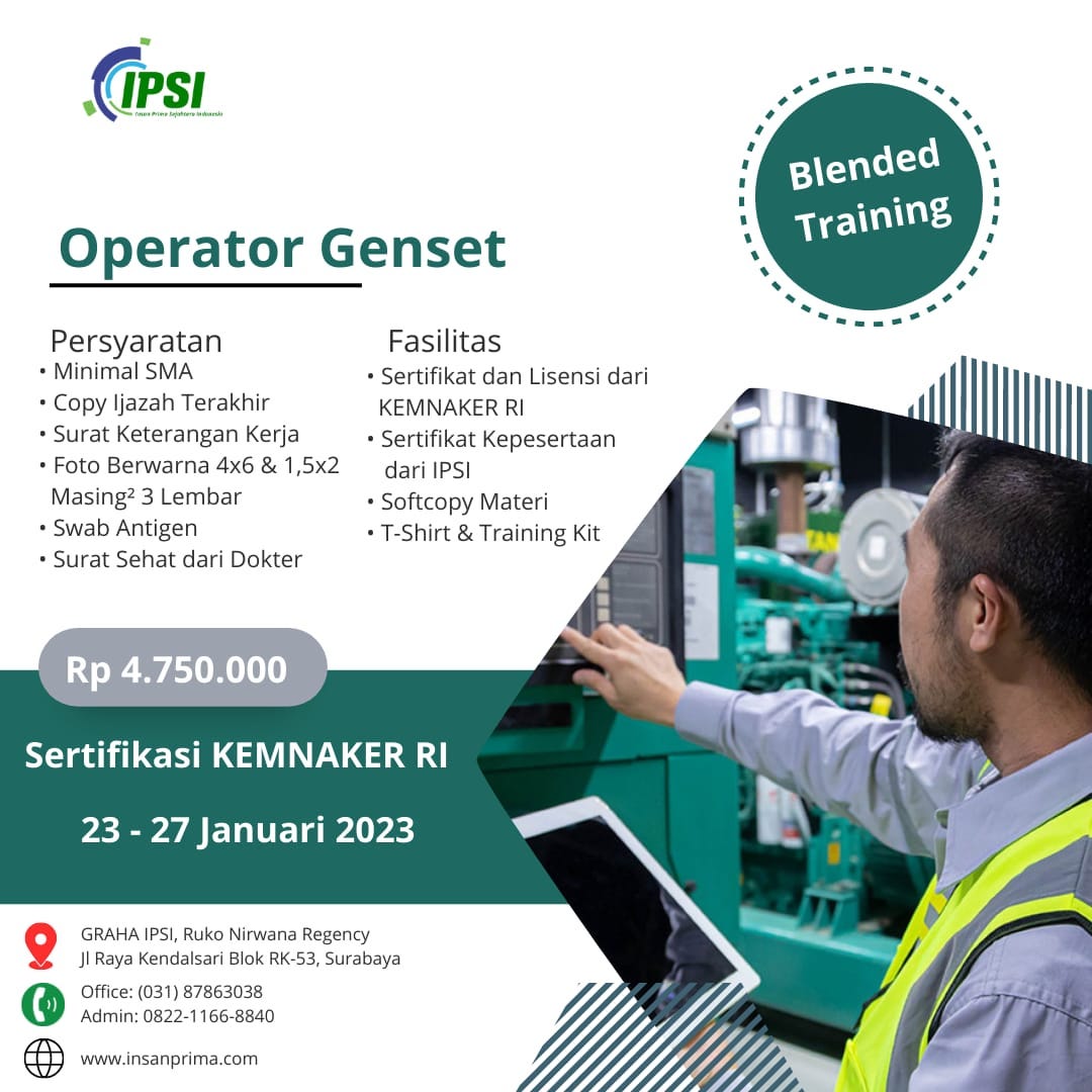 OPERATOR GENSET TERUPDATE, WA (082211668840), PELATIHAN P3K TERPERCAYA ...