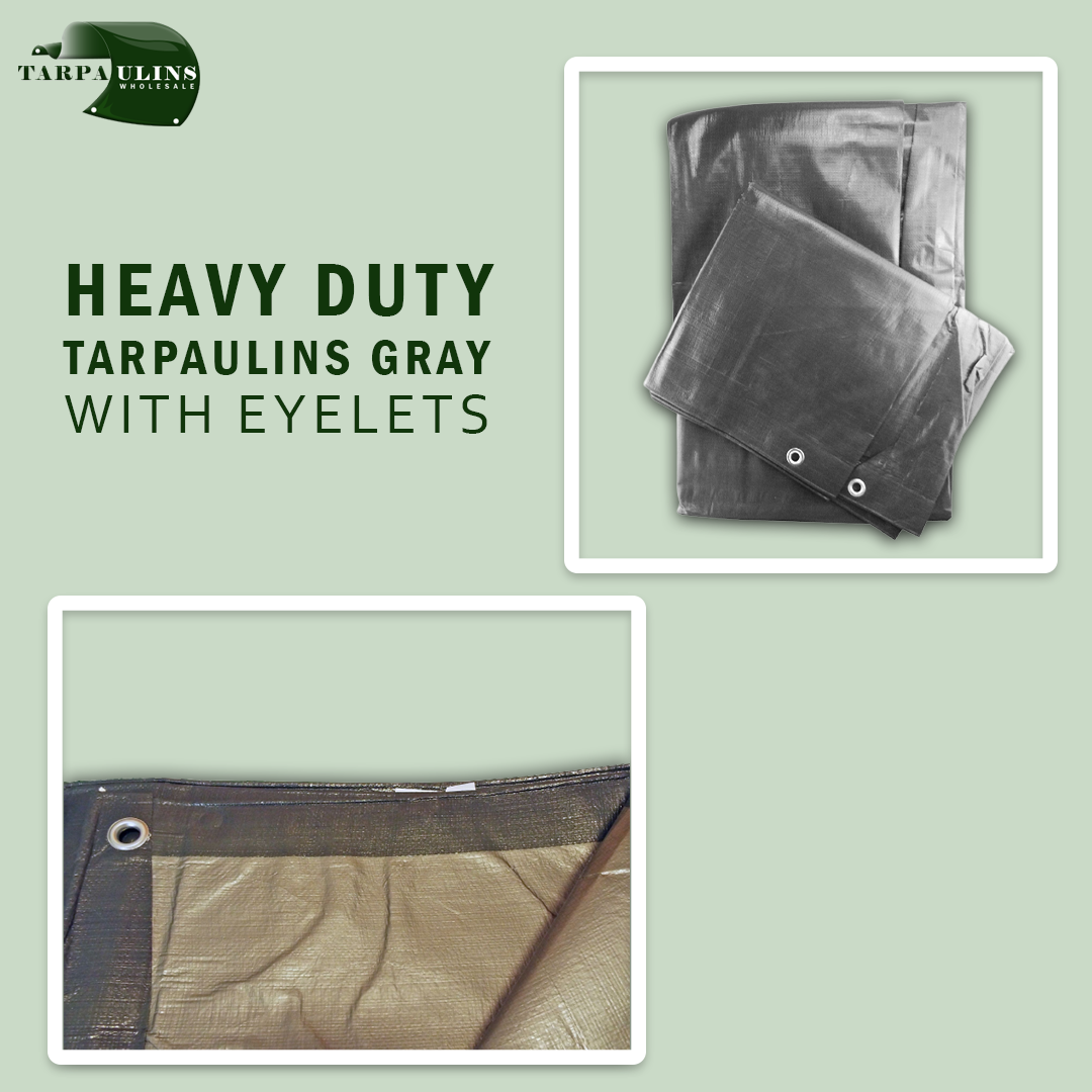 Heavy Duty Tarpaulins GRAY with Eyelets - tarplin wholesale - Medium