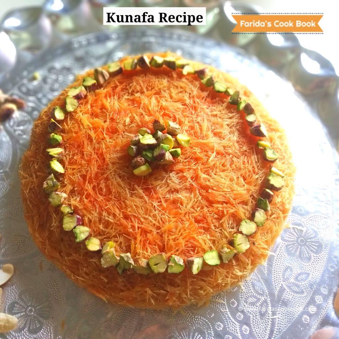 kunafa recipe | knafeh | how to make vermicelli kunafa without oven ...