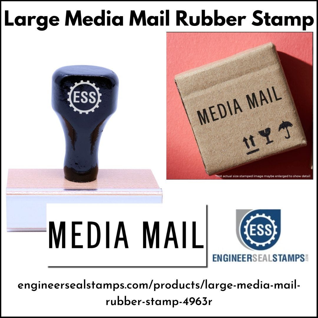 Large Media Mail Rubber Stamp - Engineer Seal Stamps - Medium