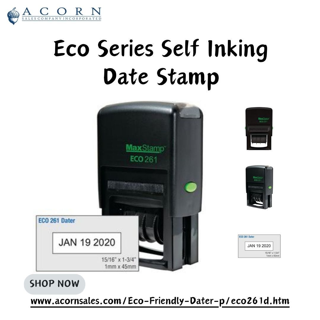 Eco Series Self Inking Date Stamp | Acorn Sales - Acorn Sales - Medium