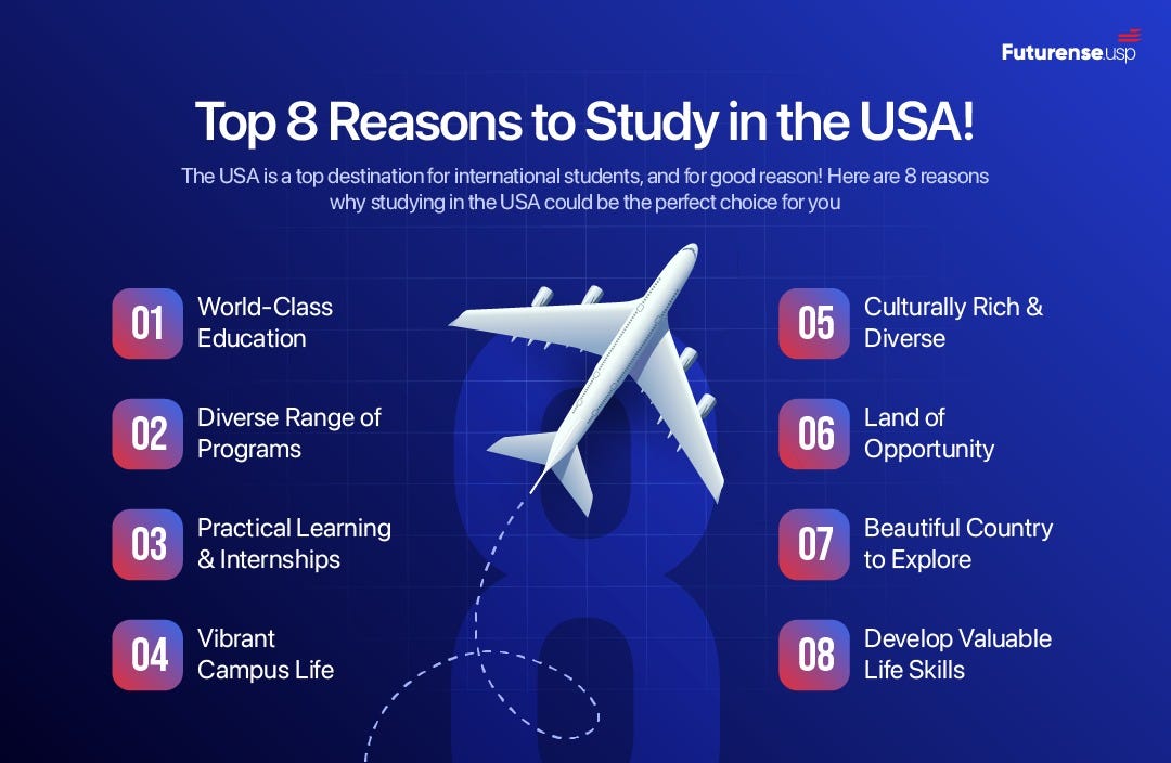Top 8 Reasons To Study in The USA! | by Futurense | Aug, 2024 | Medium