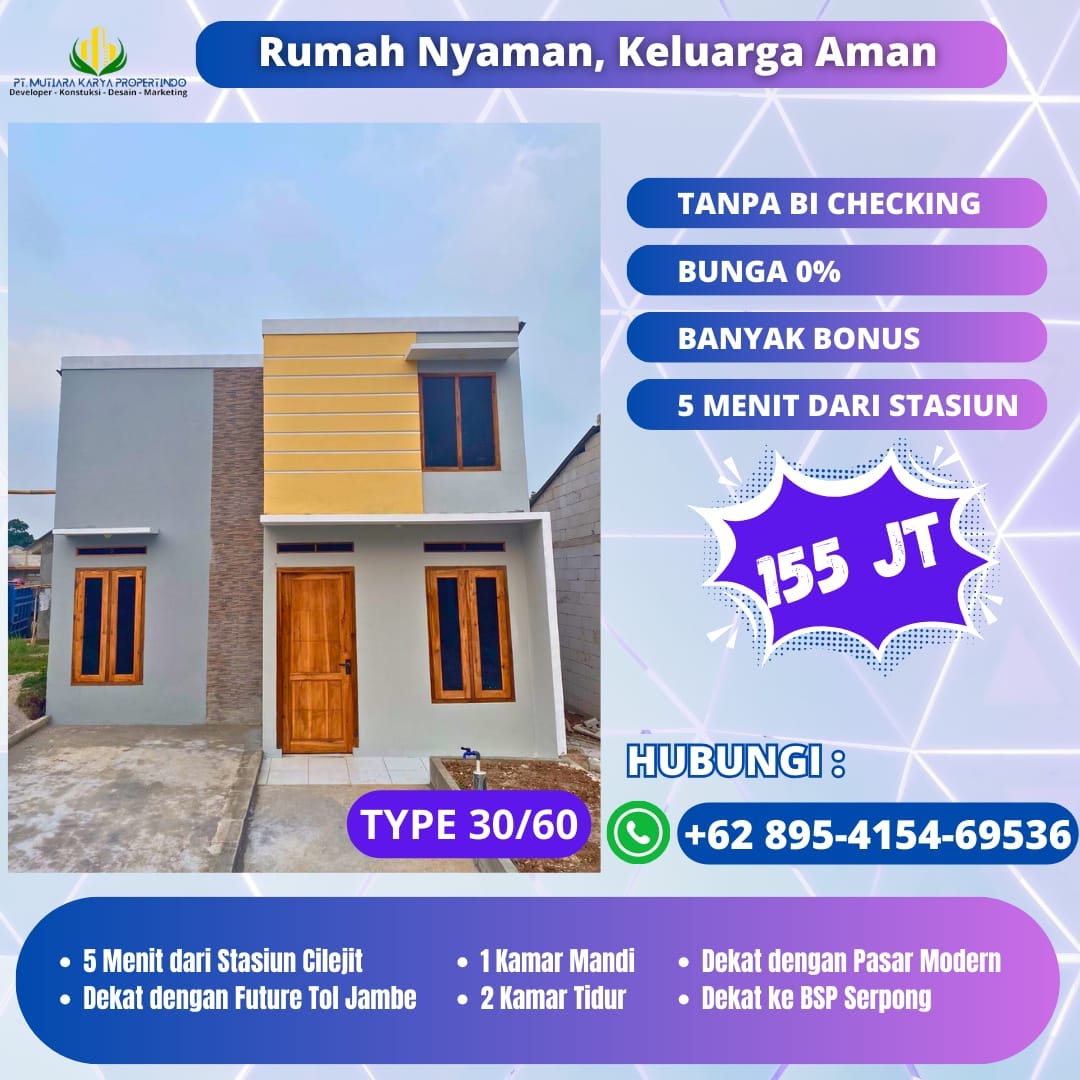 TELAH HADIR MGR 3 RUMAH MURAH KUALITAS CLUSTER Miliki Rumah Murah, Harga Ramah, Tanpa Bi ...